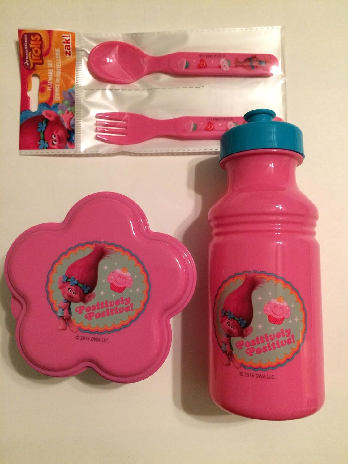 Amazon.com: DreamWorks Trolls 3 Piece Reusable Lunch Snack Water Bottle ...