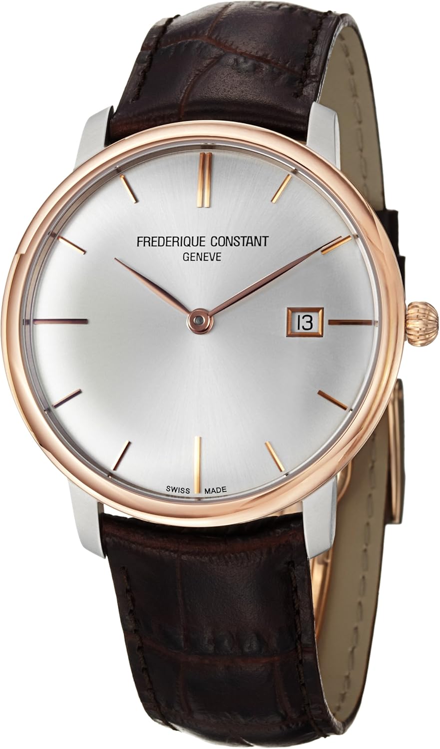 Frederique Constant Men's FC-306V4STZ9 Slim Line Brown Leather Strap ...