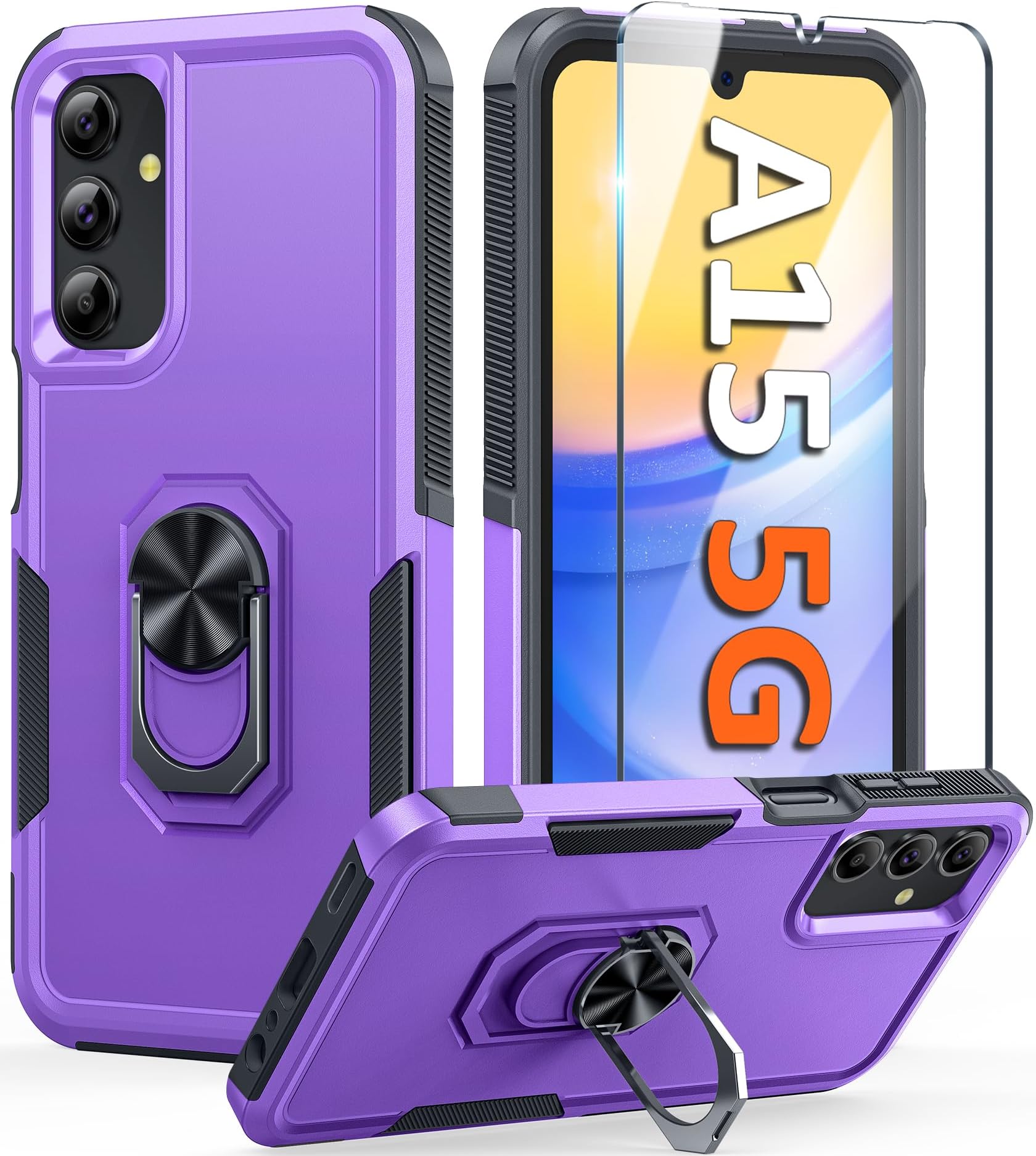 FNTCASE for Samsung Galaxy A15-5G Case: Dual Layer Shockproof Protective Cell Phone Cover with ...