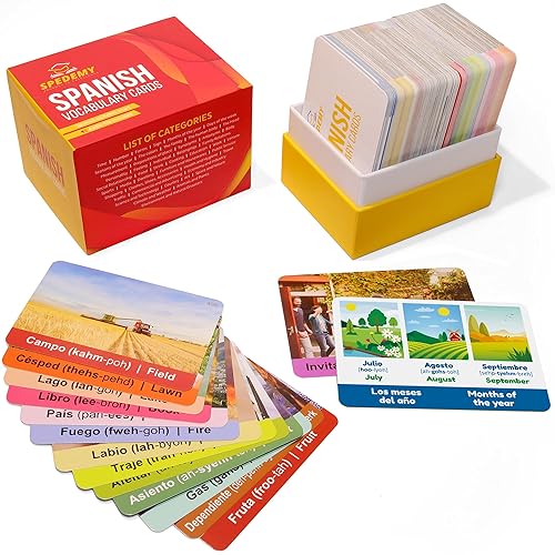 Spedemy Spanish Flash Cards for Adults, Kids - Spanish Vocabulary ...