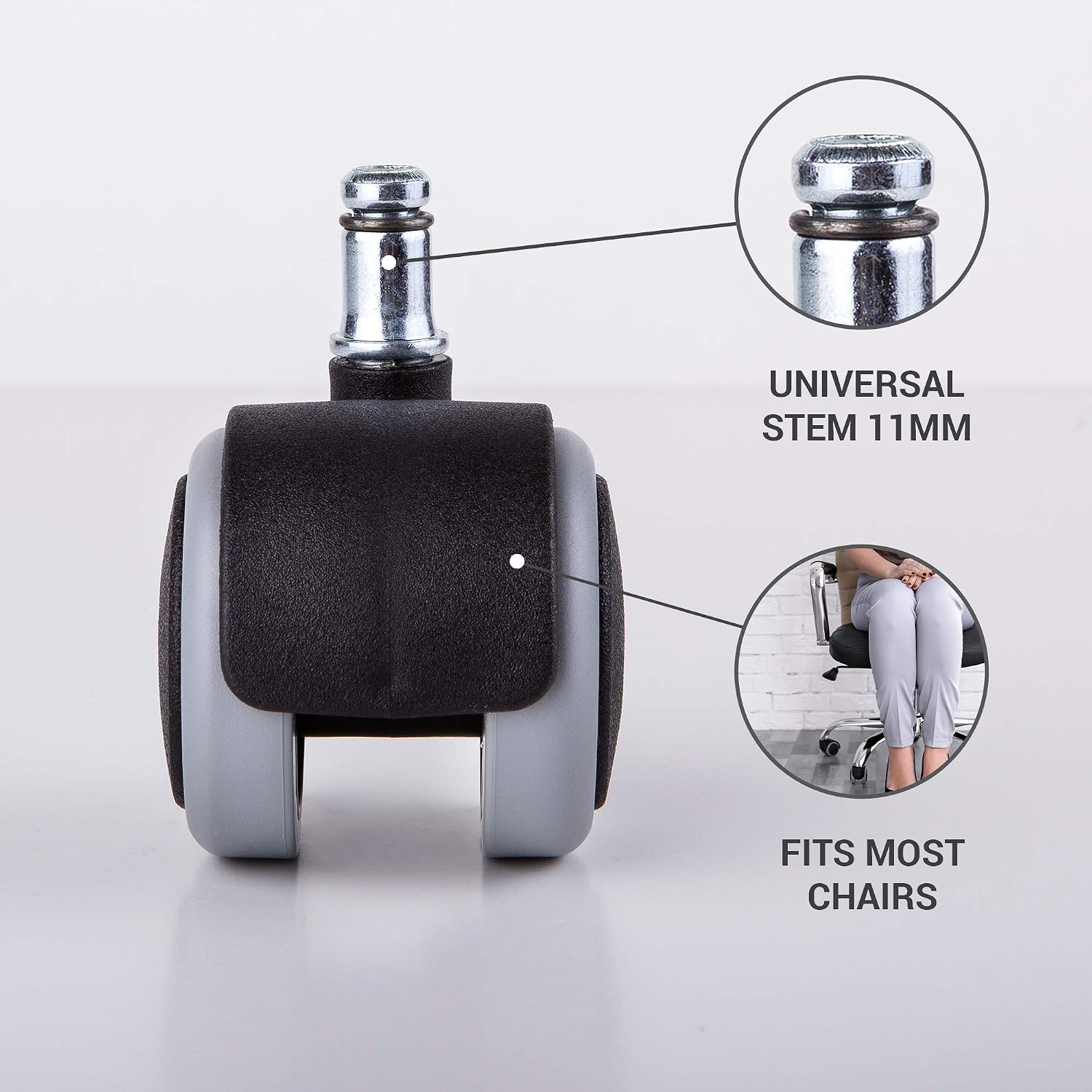 (for 1 Chair) 50 mm Rubber Chair Wheels Office Chair Castors ...