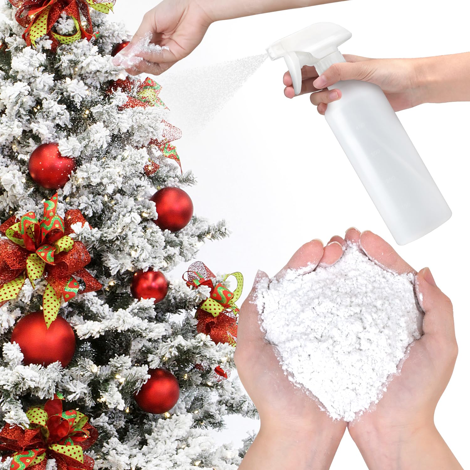 Yonsya Instant Snow Flocking Powder with 1 Pack 500ml Spray Bottle ...