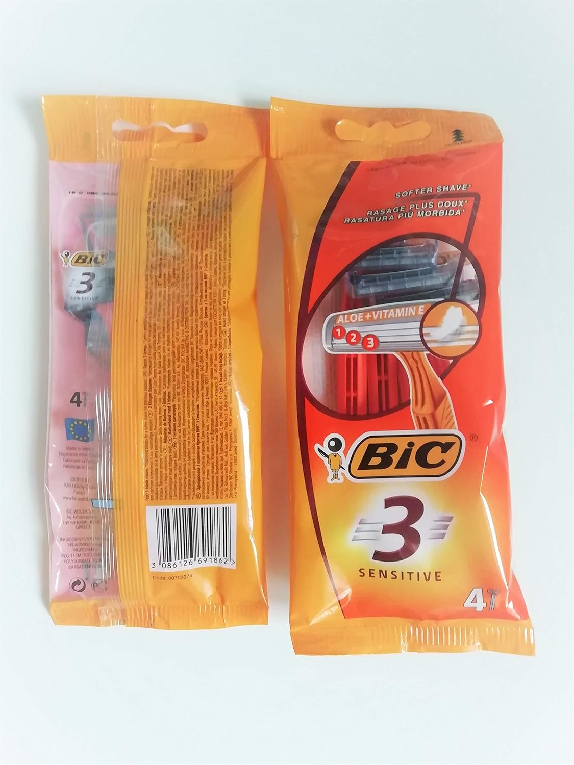 BiC 3 Sensitive Razor Blades Men and Women Razors -Bundle of 2 (Pack of ...