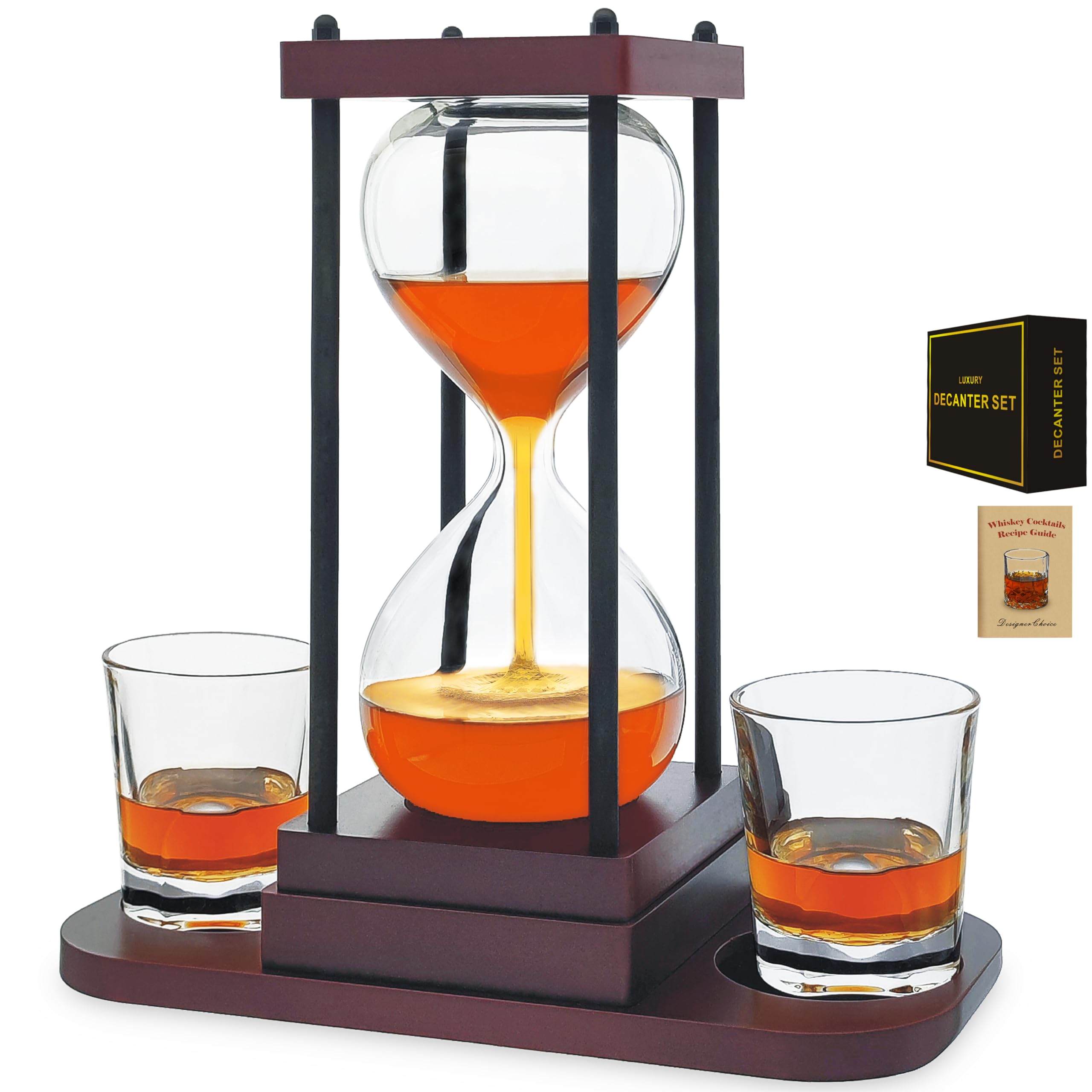 Sand Clock Whiskey Decanter Sets for Men,5pcs 51oz Whiskey Decanter Set ...