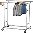 SimpleHouseware Heavy Duty Double Rail Clothing Garment Rack, Chrome ...