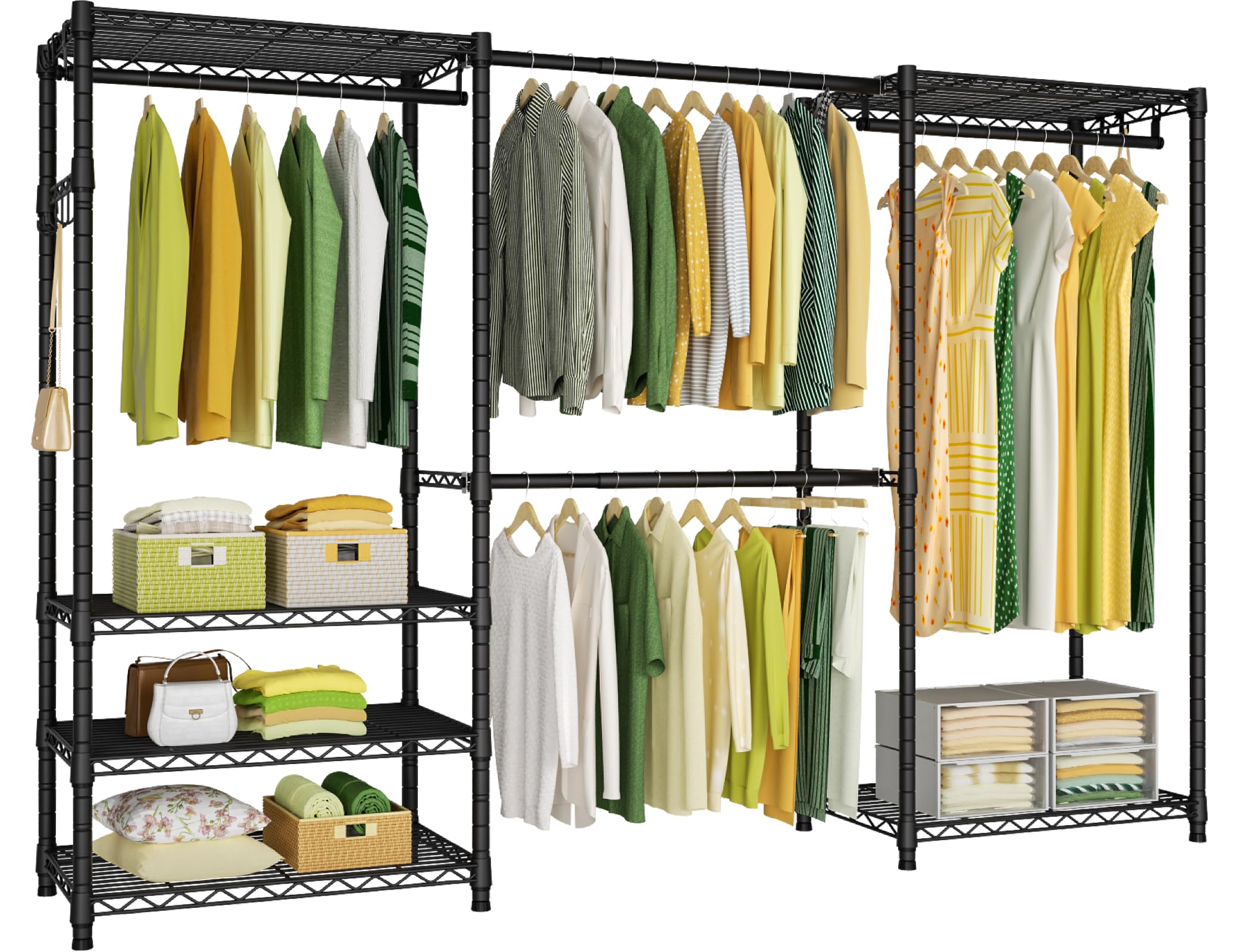 Ulif E1 Heavy Duty Closet Garment Rack, 6 Tiers Adjustable Metal ...
