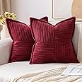 Amazon.com: MIULEE Corduroy Pillow Covers with Splicing Set of 2 Super Soft Boho Striped Pillow ...