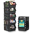Amazon.com: TidyFriend Plastic Stackable Storage Bins for Pantry, 5 ...