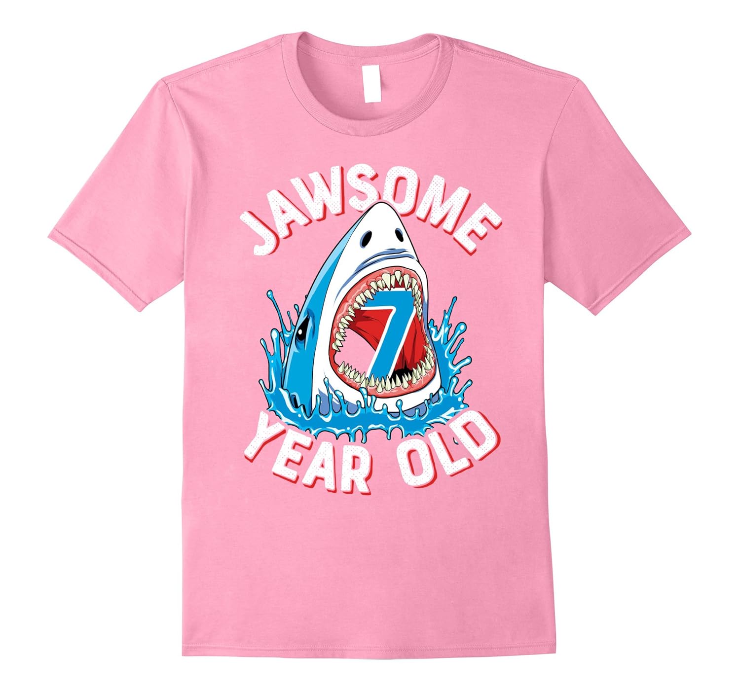 Jawsome 7 year Old Shark T-shirt Kids 7th Birthday Boys Tees-T-Shirt ...
