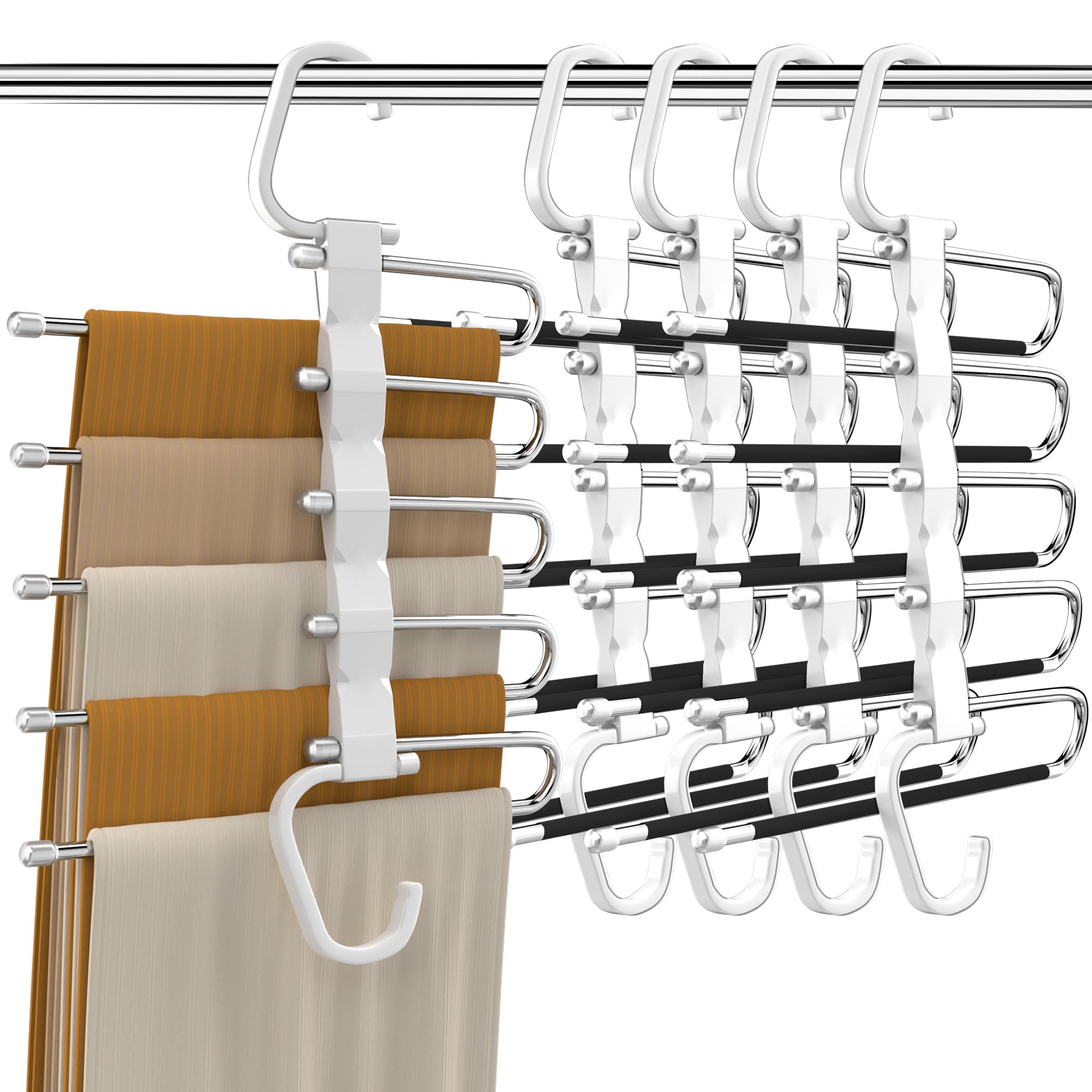 Pants Hangers 4 Pack, Closet Organizers and Storage, Pants Hangers ...