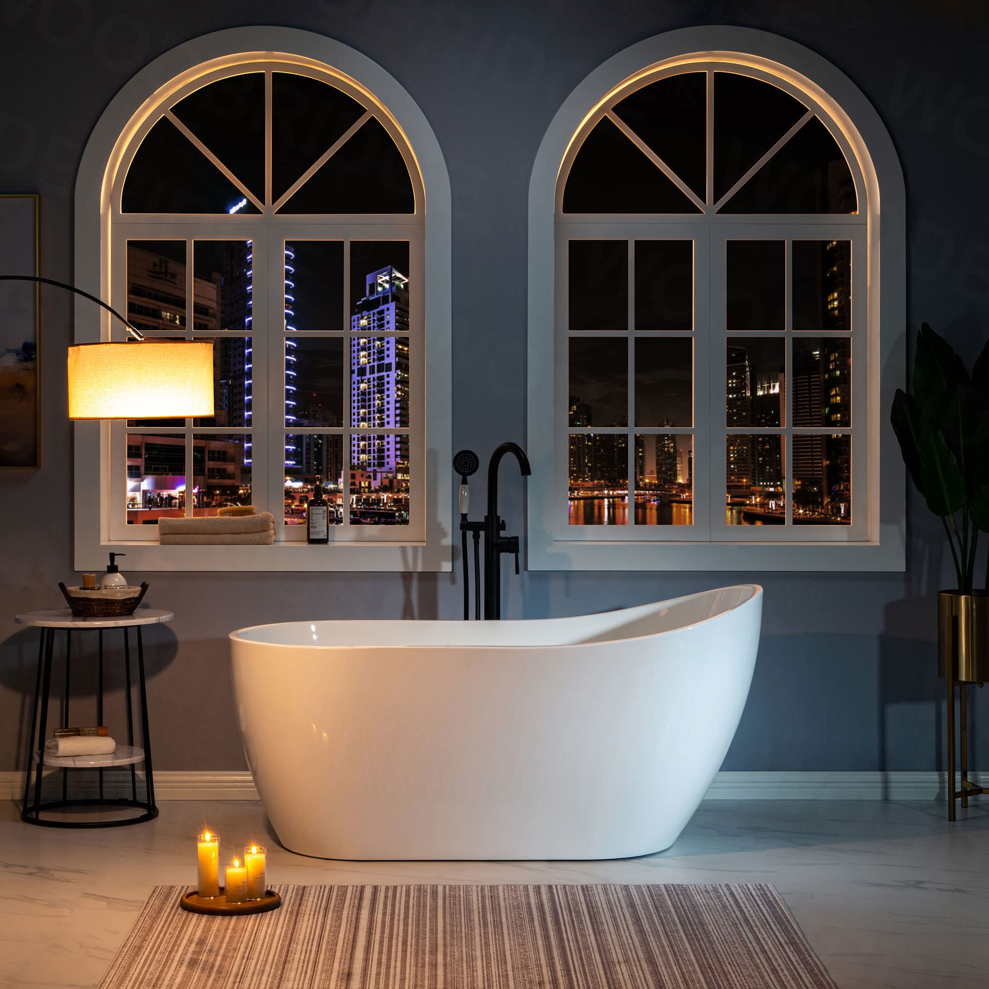 WOODBRIDGE 59" Acrylic Freestanding Bathtub Contemporary Soaking White ...