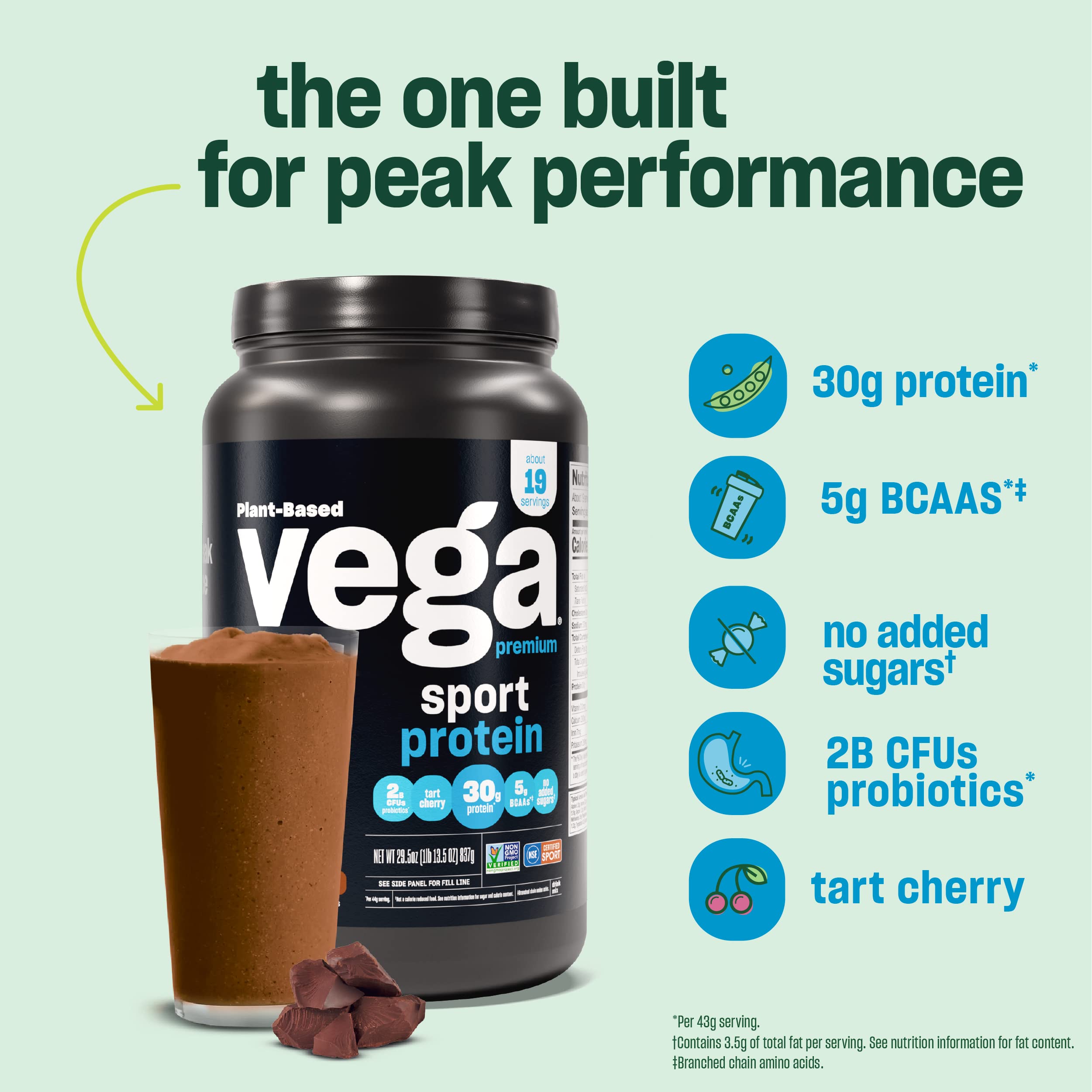 Mua Vega Sport Premium Vegan Protein Powder Chocolate(45 Servings) 30g ...