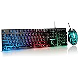 RK400 Rainbow LED Backlit Gaming Keyboard Mouse Combo Bundle UK Layout ...