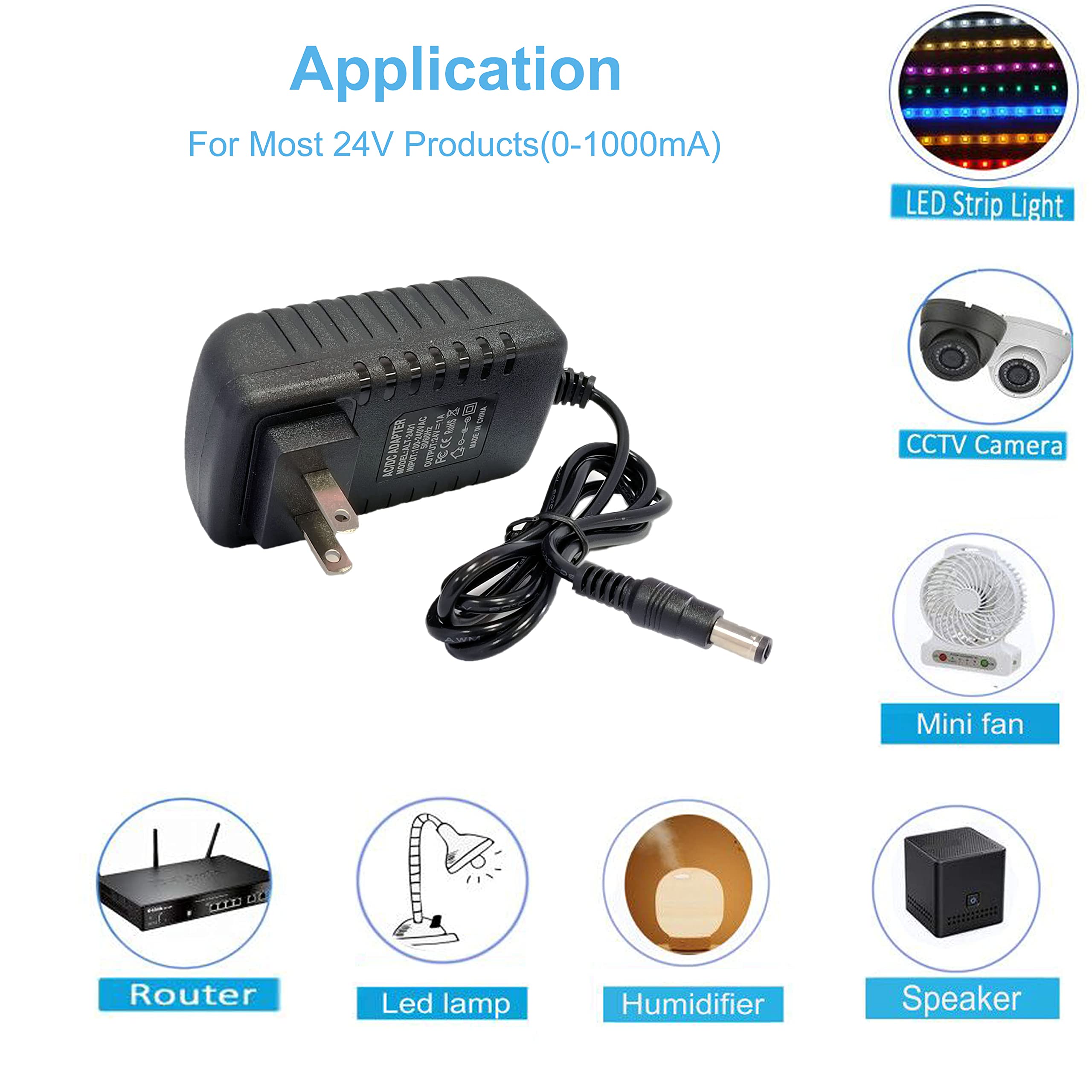 Mua 24V 1A AC Adapter Power Supply 100-240V AC to DC 24Volts 1A 24W ...