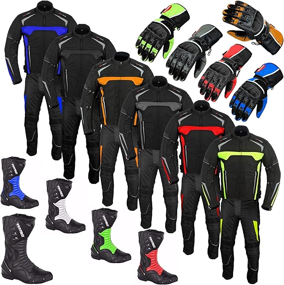 Motorbike Suit Gloves Motorbike Boots Shoes 2 Piece Suit Rider Bike ...