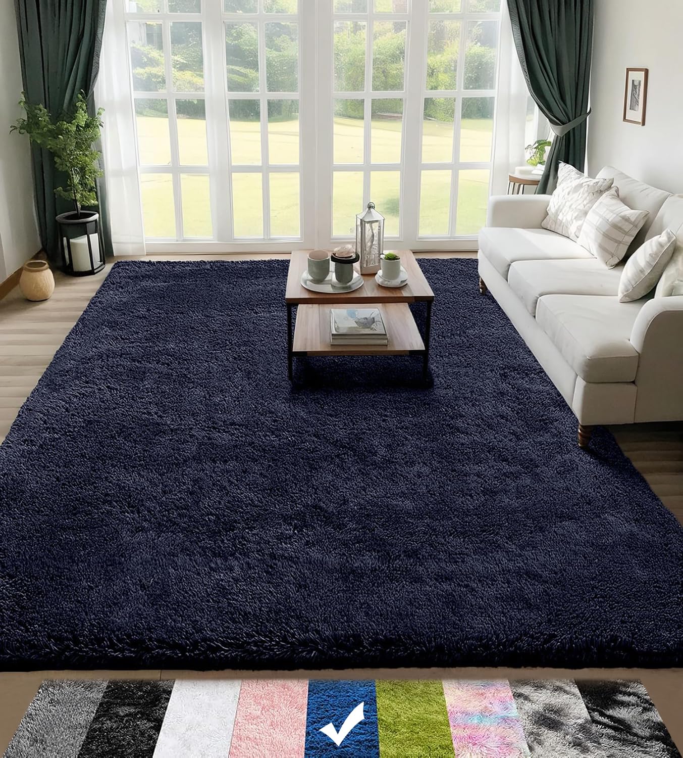 Poboton Area Rugs for Bedroom Living Room, 6X9 Ft Blue Fluffy Washable ...