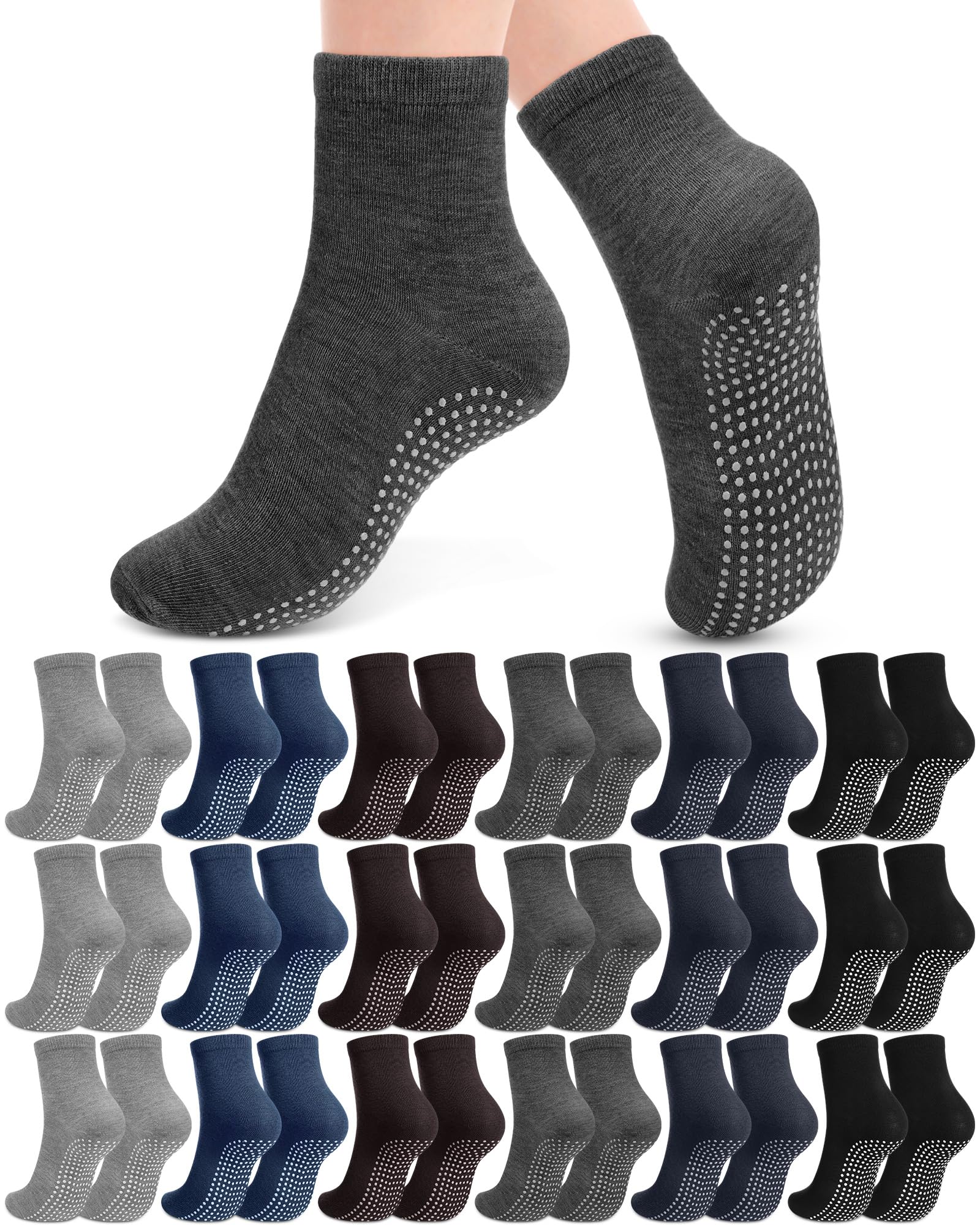 Jiuguva 36 Pairs Non Slip Yoga Socks with Grips Skid Proof Socks for ...