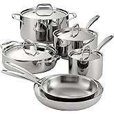 Amazon.com: Tramontina Tri-Ply Clad Stainless Steel 8-Piece Cookware Set with Glass Lids, Pots ...