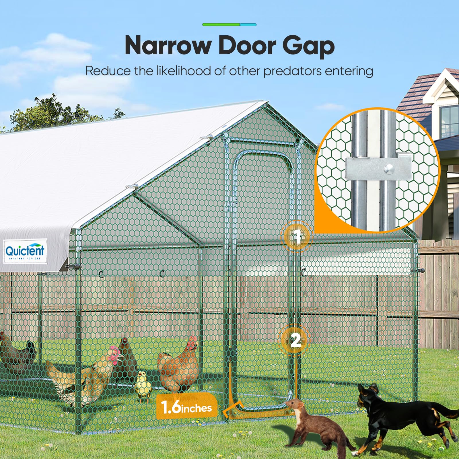 Quictent Large Metal Chicken Coop Run W/Roosting Perch For 20+ Poultry ...