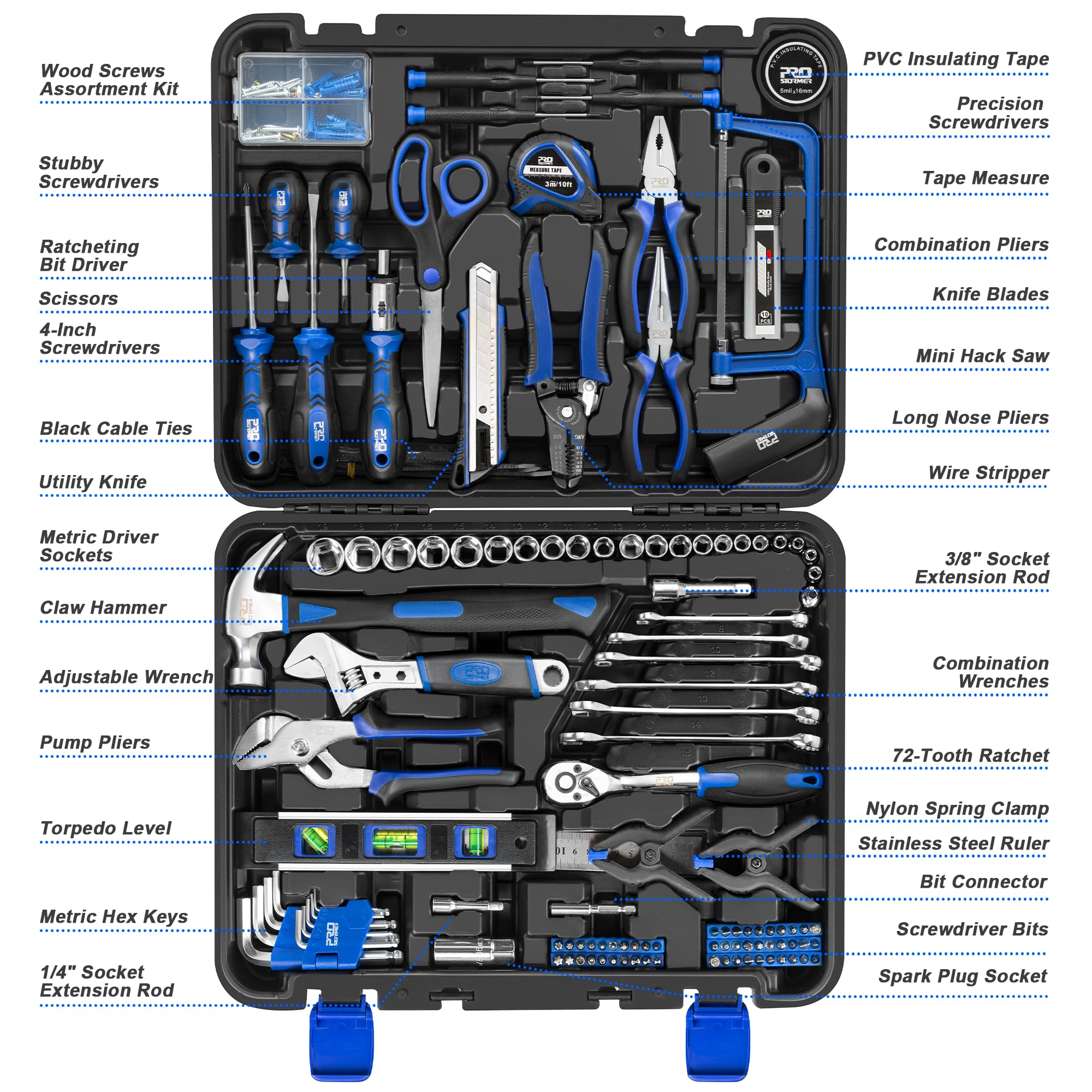 Mua Prostormer 259-Piece Tool Kit, General Household Tool Set with Plastic Storage Toolbox ...