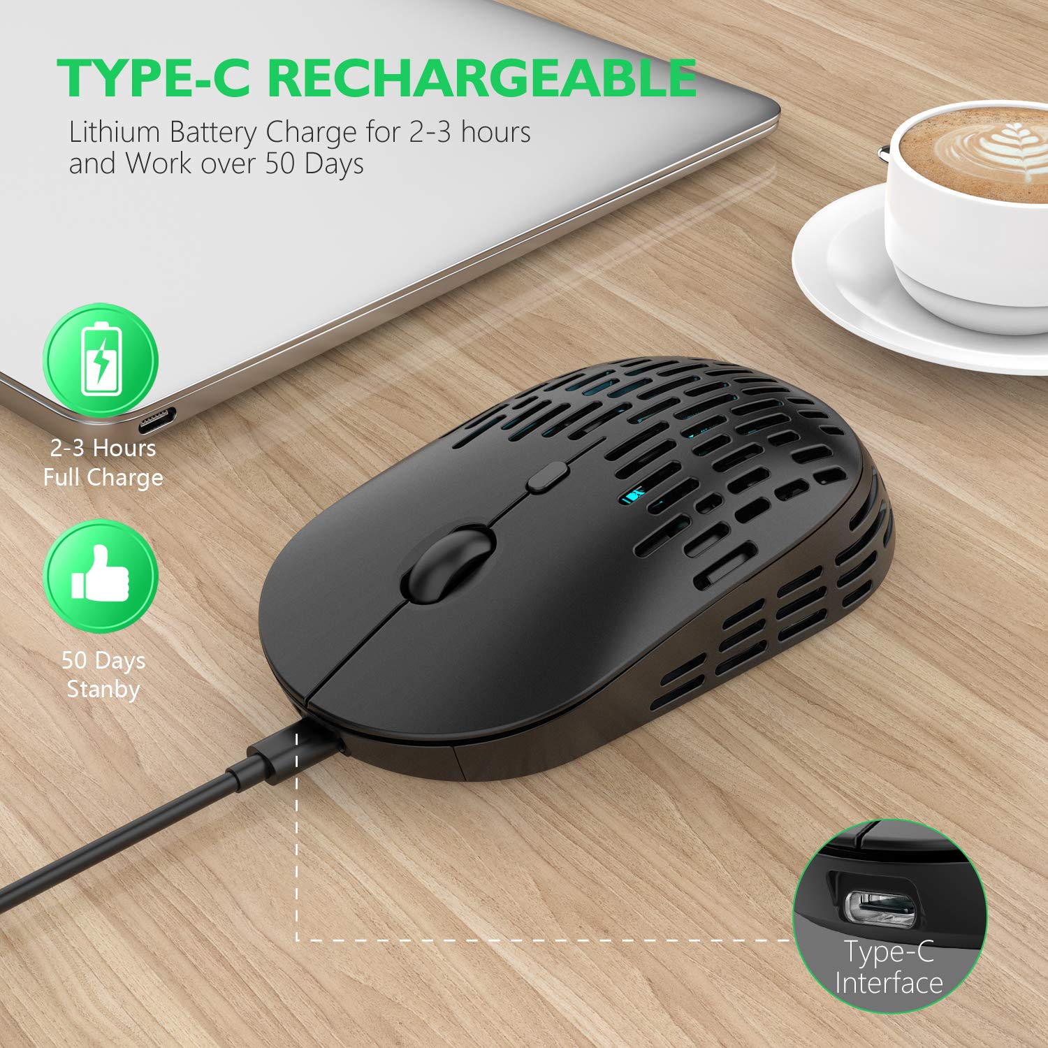 Mua RAPIQUE Type C Wireless Bluetooth Mouse, Dual Mode Rechargeable ...