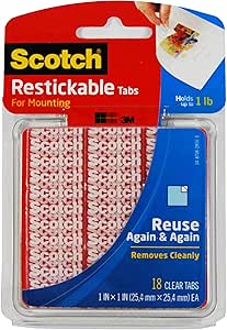 Amazon.com: Scotch Restickable Tabs, 1-inch x 1-inch, Clear, 18-Tabs ...