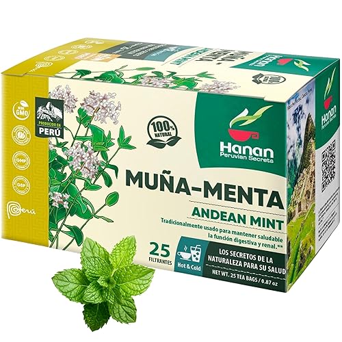 Hanan Muña Tea Bags – 100% Natural Andean Mint Herbal Tea from Peru, 25 ...