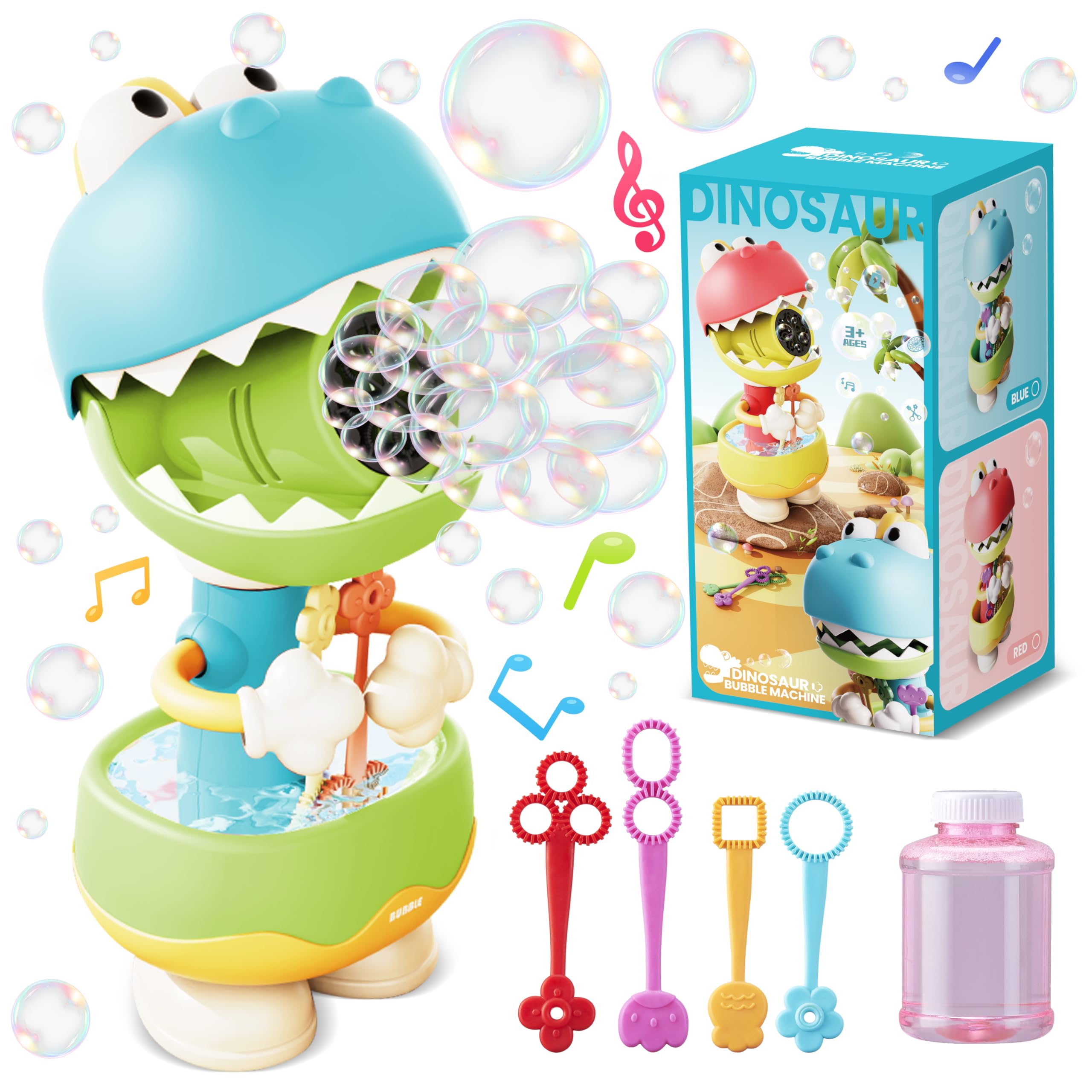 Dinosaur Bubble Machine, Blower Bubbles for Kids with 12oz Bubble ...