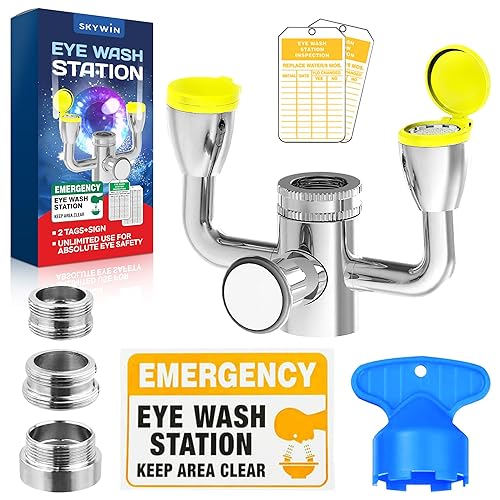 Skywin Eye Wash Kit Yellow - Push Style Eye Wash Units,Faucet Mounted ...