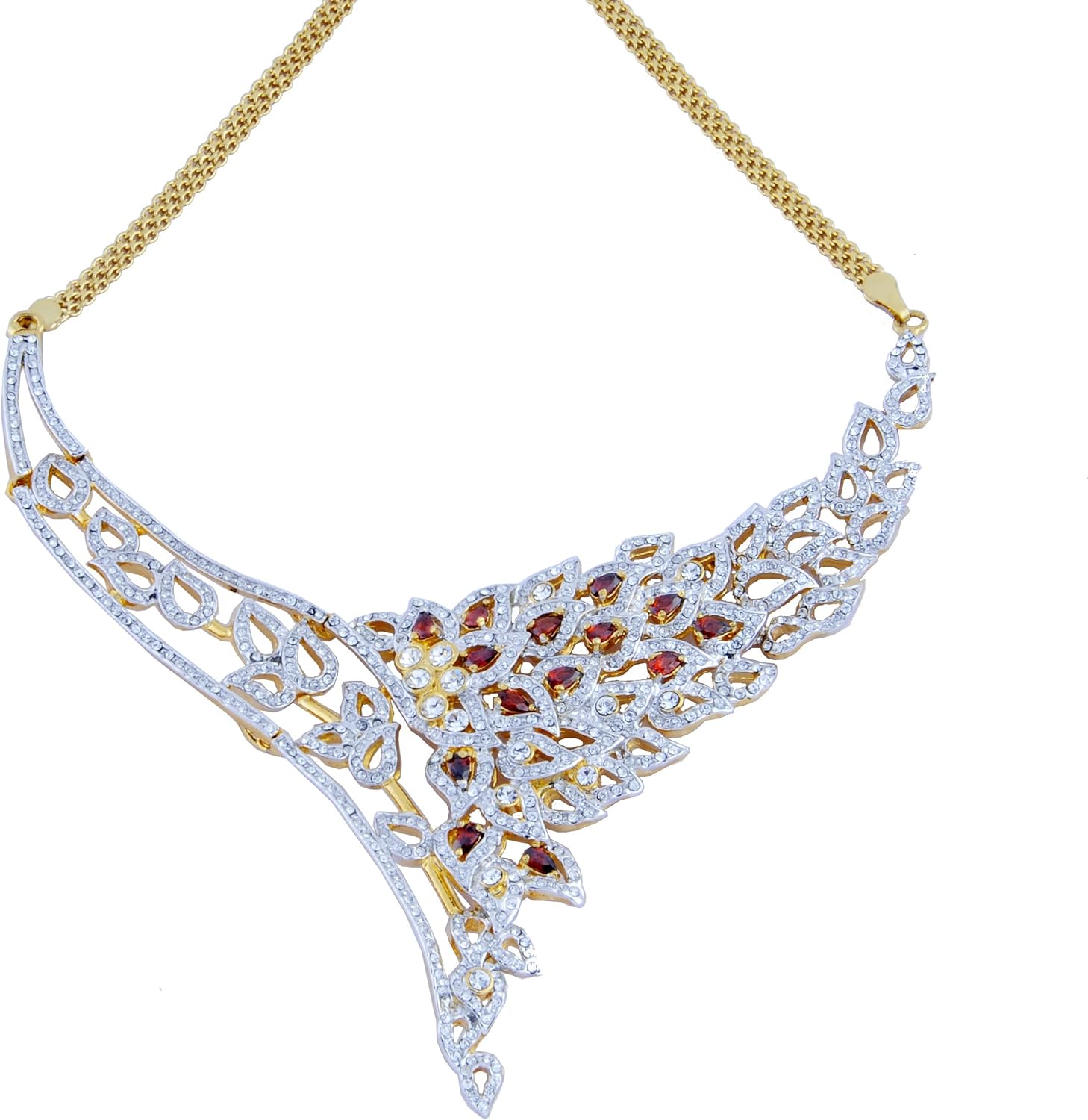 Amazon.com: Trisha Jewels Double Tone Plated Necklace Set With Earring ...