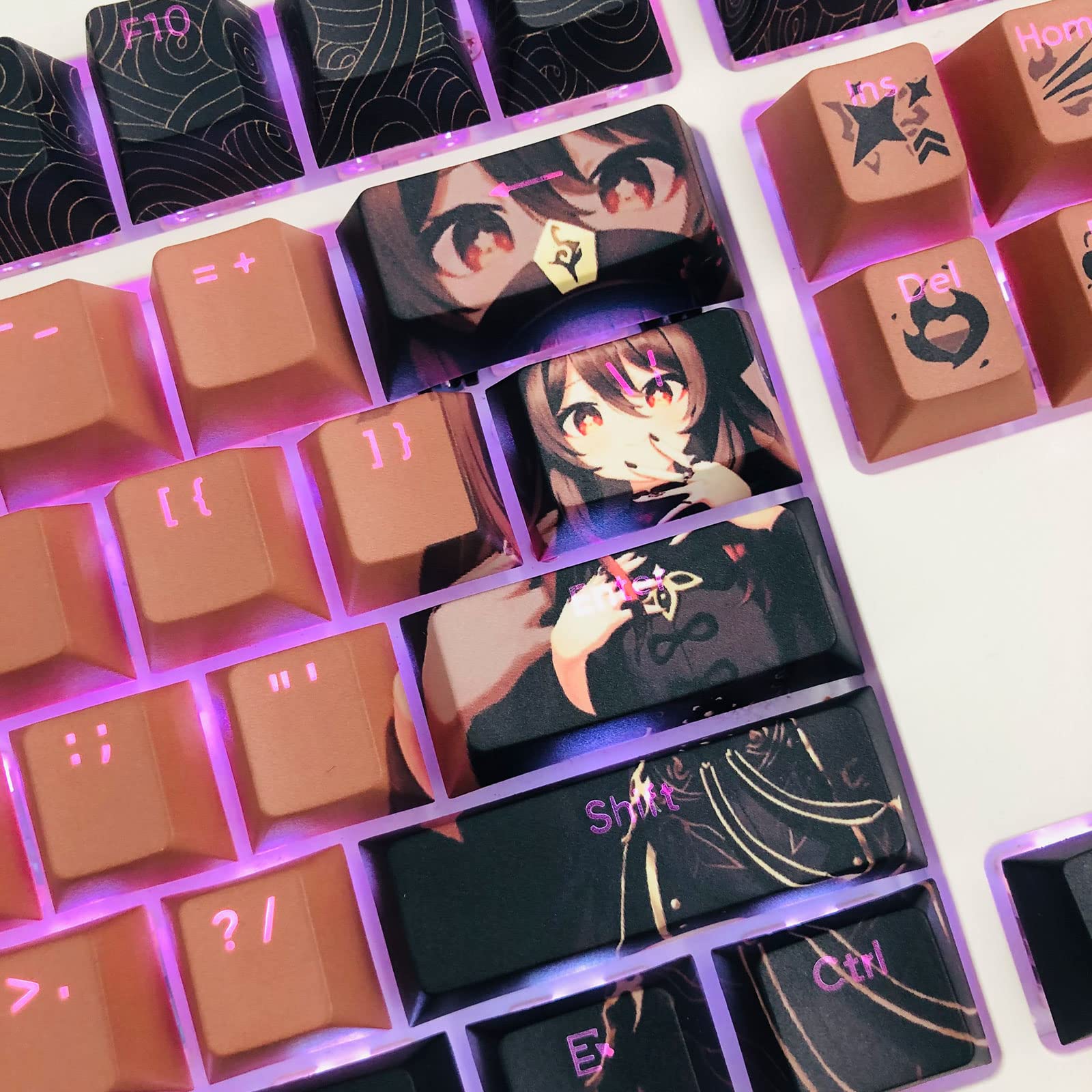 Mua Genshin Impact Hu Tao PBT Backlit Keycaps 108 Full Keys Set Custom ...
