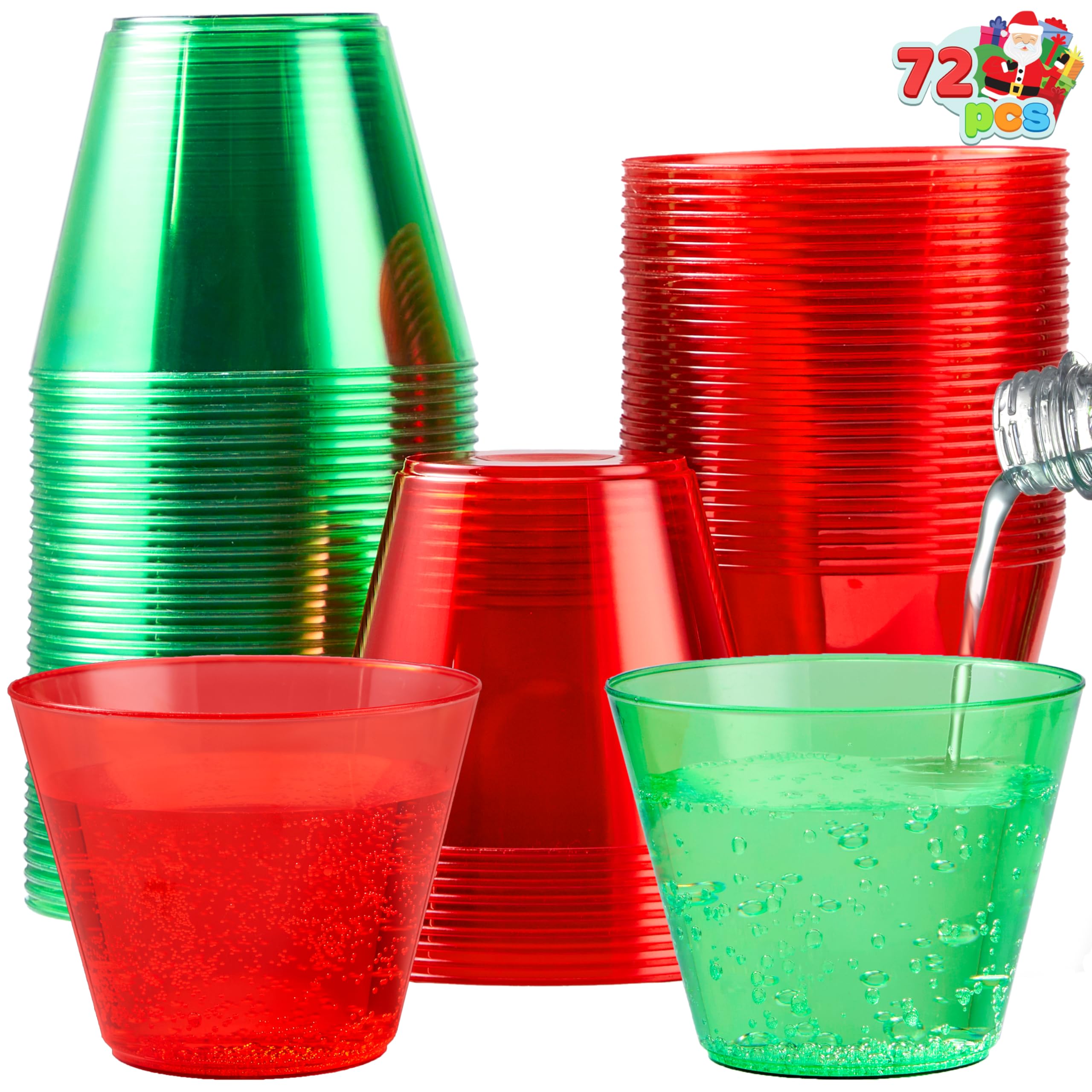JOYIN 72 PCS Disposable Plastic Drinking Cups, 9 OZ Christmas Clear ...