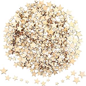 Amazon.com: 400 Pieces Mini Wooden Stars Slices Mixed Size Wooden Star ...