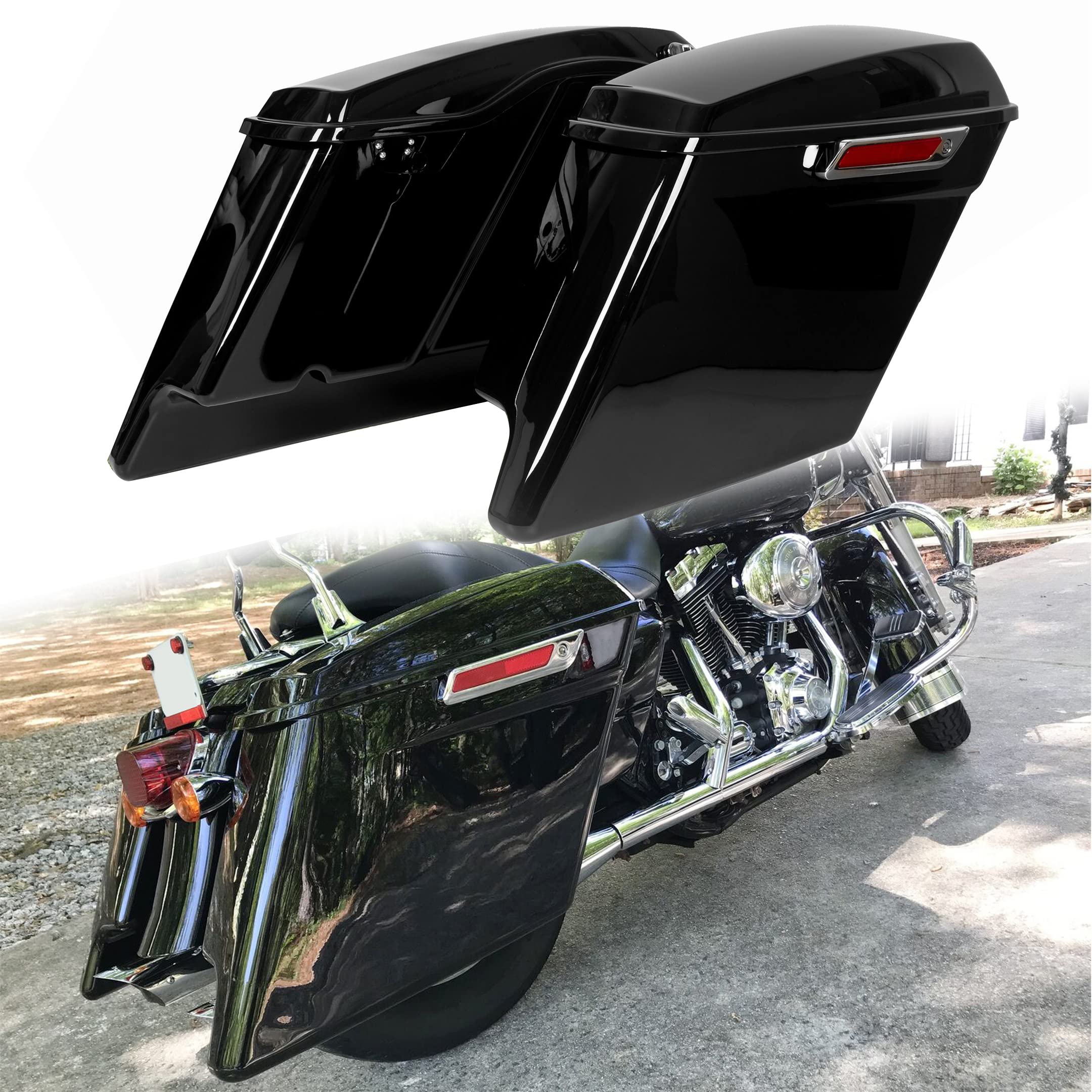 ECOTRIC 5'' Hard Saddle Bags Trunk Extended Compatible with 1993-2013 ...