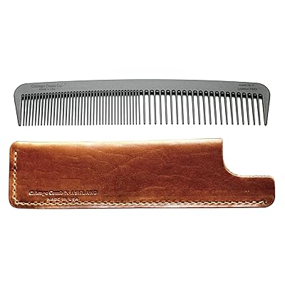 Buy Chicago Comb Model 6 Carbon Fiber Comb English Tan Horween leather ...