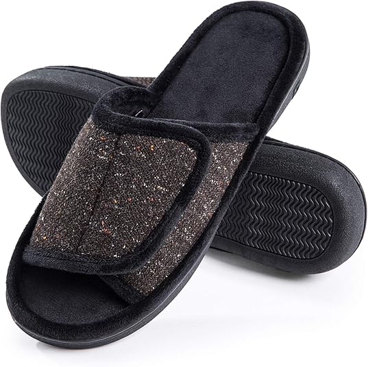DL Adjustable-Mens-Slippers-Memory-Foam, Open Toe House Slippers for ...