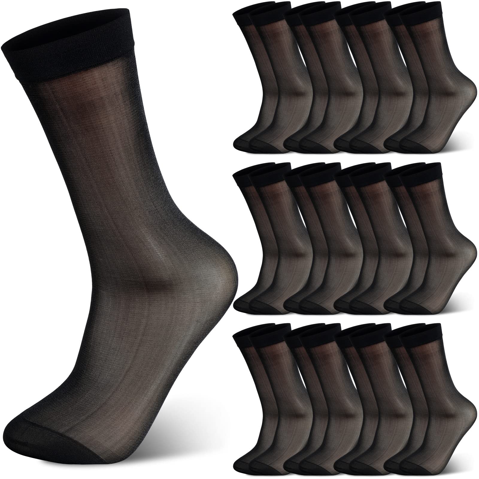JenPen 12 Pairs Men Extra Thin Dress Socks Soft Sheer Nylon Business ...