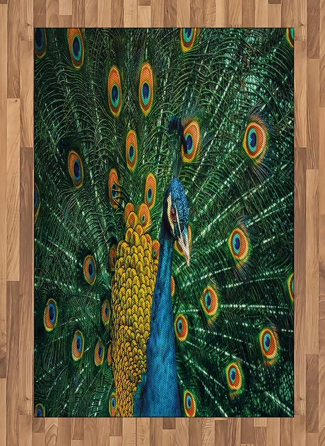 Amazon.com: Ambesonne Peacock Area Rug, Portrait of The Peacock ...