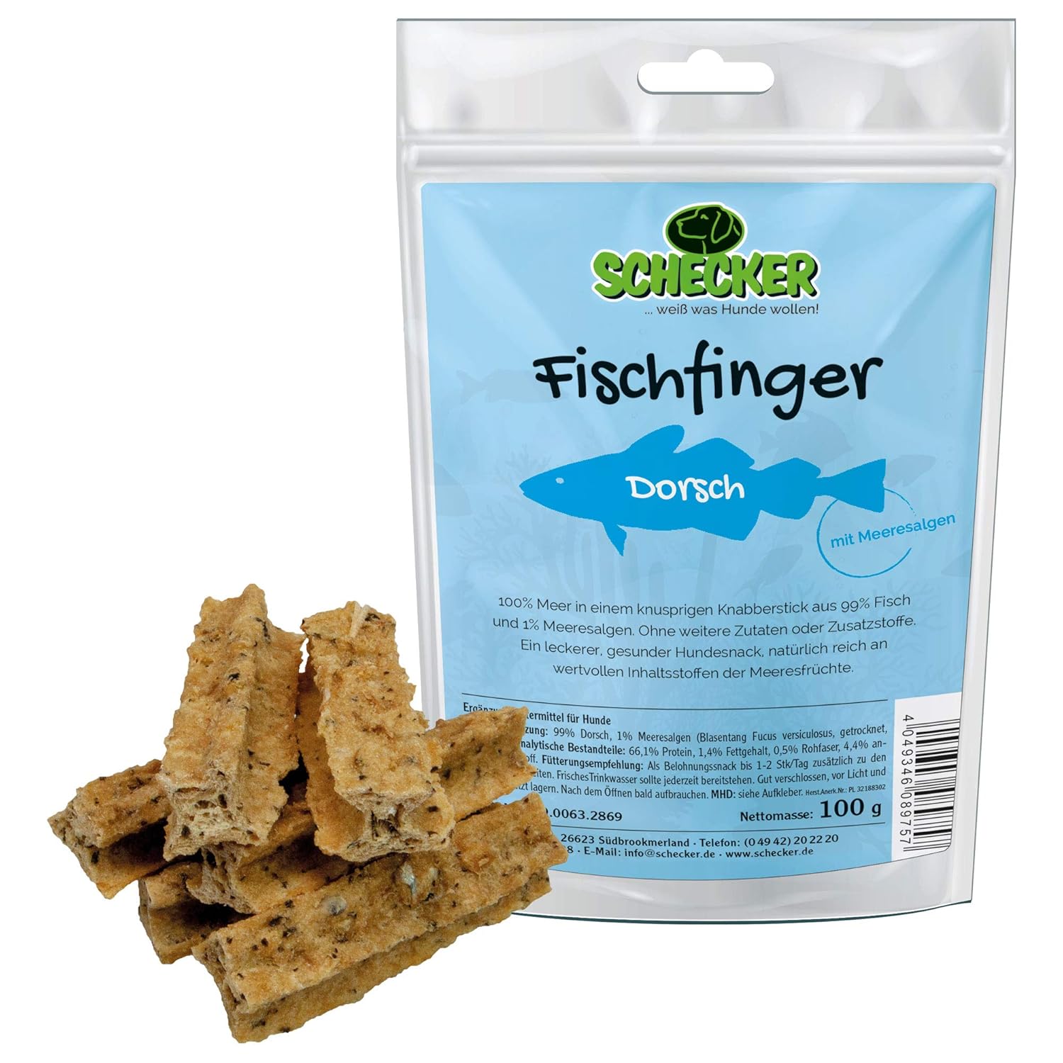 Schecker Fischfinger aus aus 99% Fisch Dorsch und 1% Meeresalgen eich ...