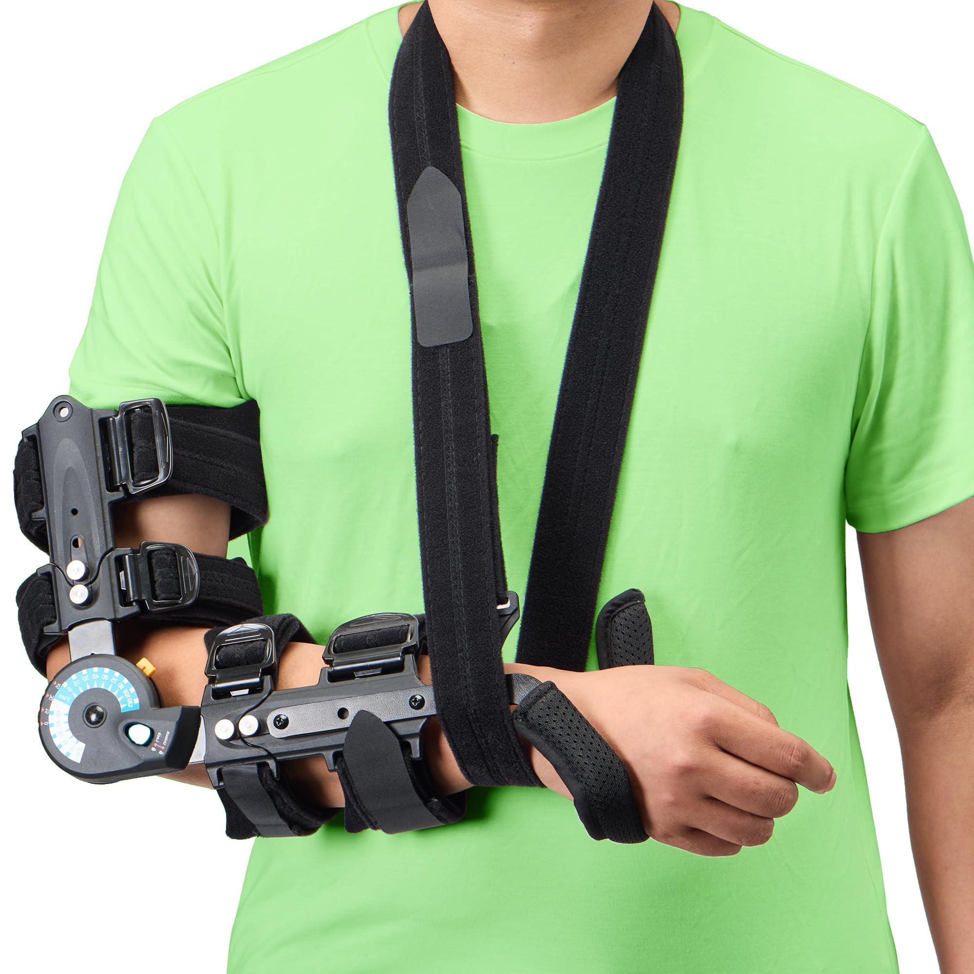 Hinged Elbow Brace with Hand Grip - Adjustable Support for Tennis Elbow ...
