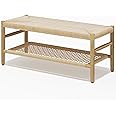 Amazon.com: Recaceik Indoor Entryway Bench with Paper Cord Ottoman ...