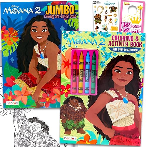 Disney Moana 2 Coloring Book Set - Bundle with 2 Moana Coloring Books ...