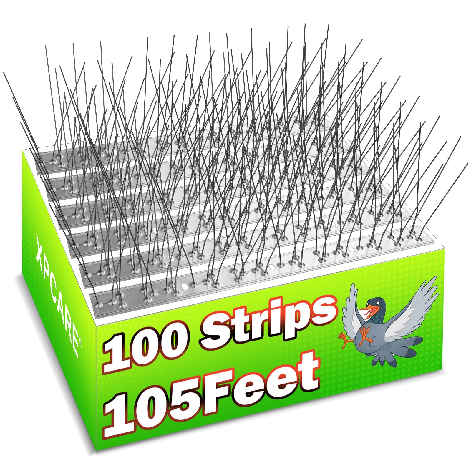 XPCARE 105 Feet Bird Spikes, Stainless Steel Bird Spikes Fence Spikes for Crow Robin Pigeon ...