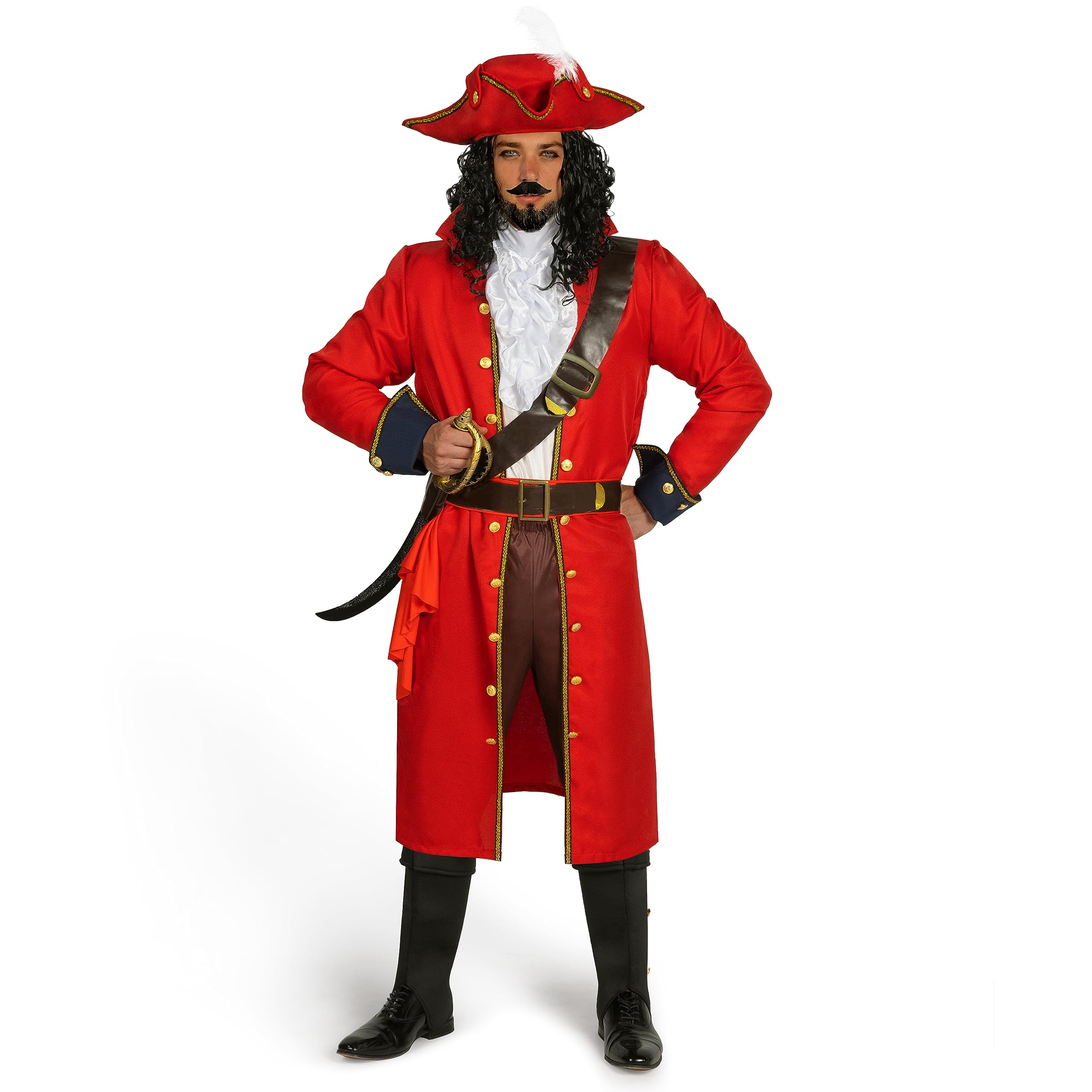 Spooktacular Creations Mens Pirate Captain Costume Set, Red Deluxe ...
