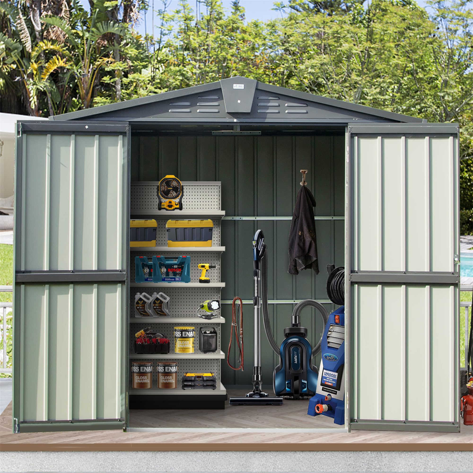 box 1 of 2 Ritsu Outdoor Storage Shed, Outdoor Garden Shed for Bike ...
