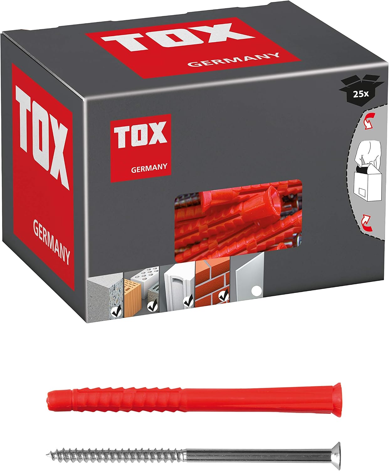 TOX all purpose long dowel Constructor 10 x 100 mm + screw, 25 pieces ...