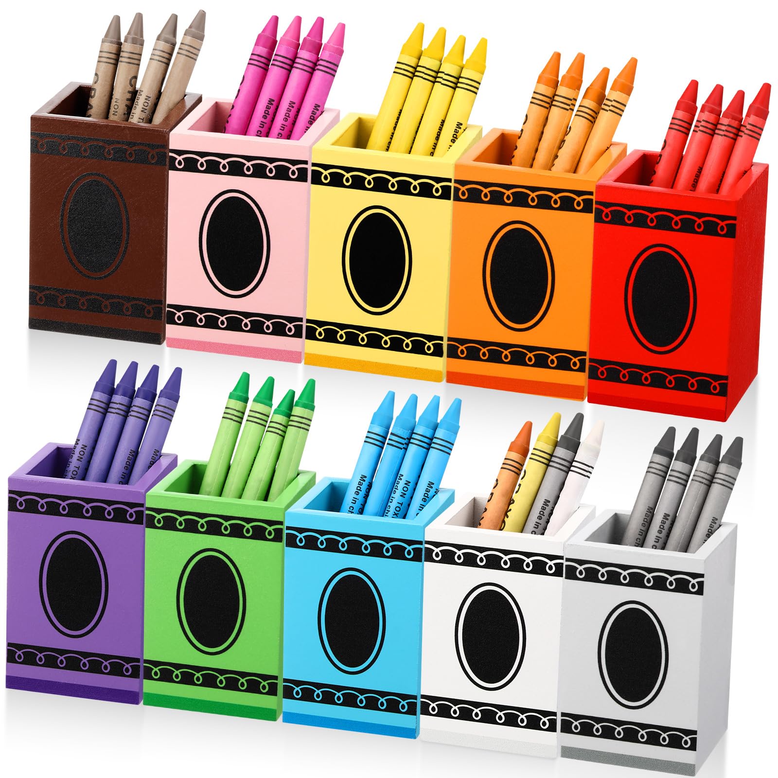 Threehoney 10 Pcs Crayon Organizer Crayon Box Shaped Crayon Holder ...