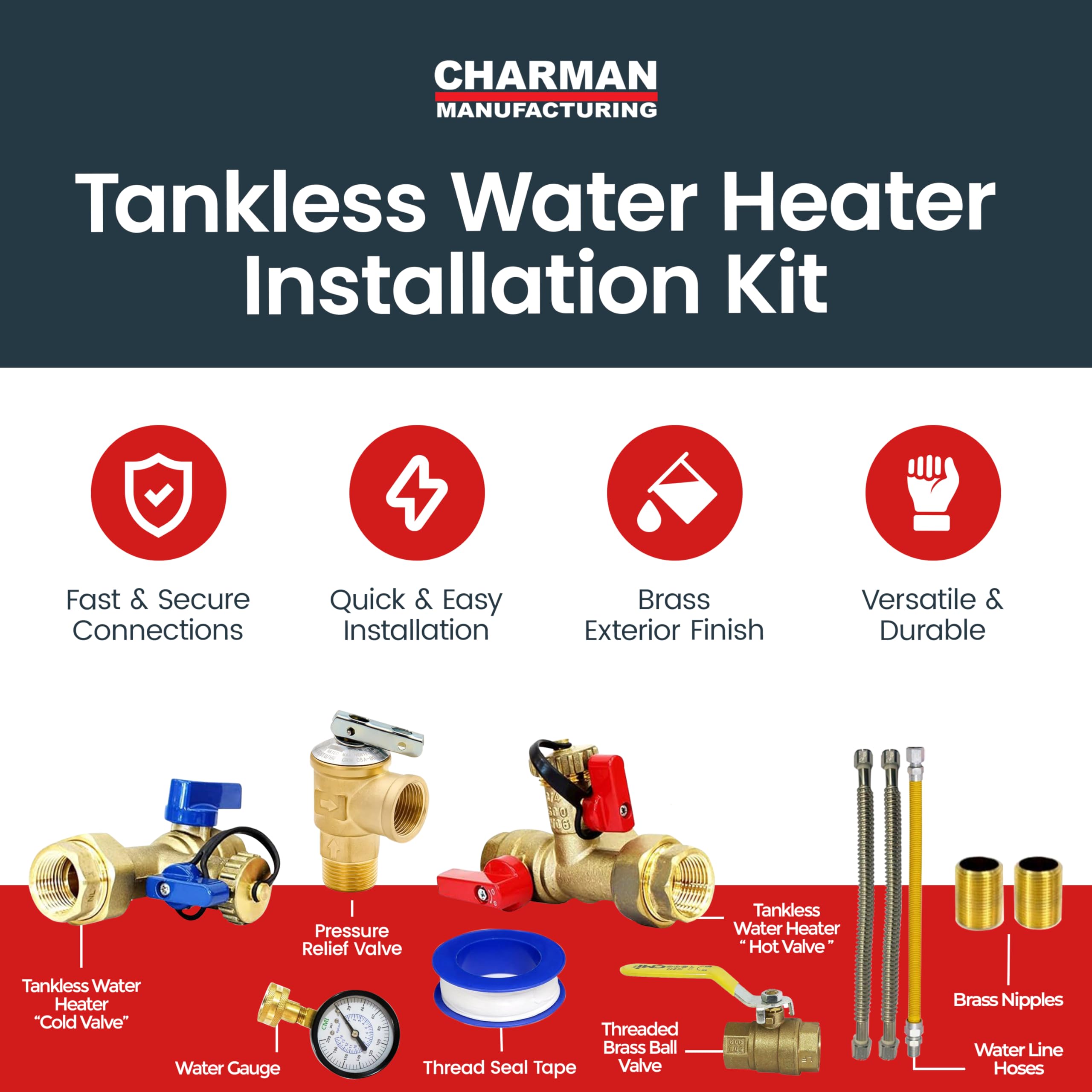 CMI Inc - 3/4 Inch Tankless Water Heater Installation Kit – With ...