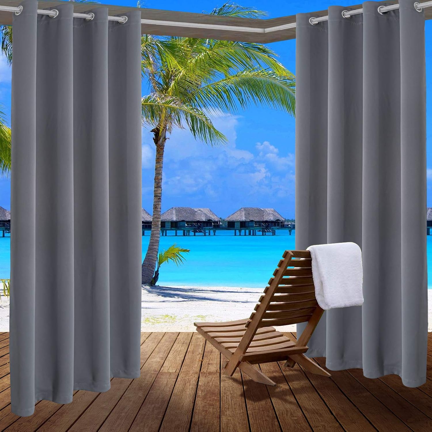 Amazon.com: Waterproof Outdoor Curtain W52 x L84 - Grommet Top Sunlight ...