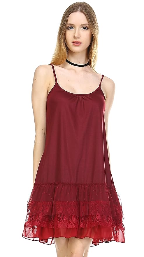 Buy Women's Knit Full Slip Short Camisole Dresses with 3 Combo Ruffle ...